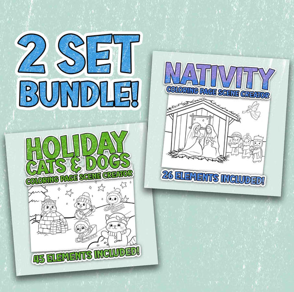 Christmas Bundle - Build-A-Nativity Scene & Holiday Cats and Dogs ...